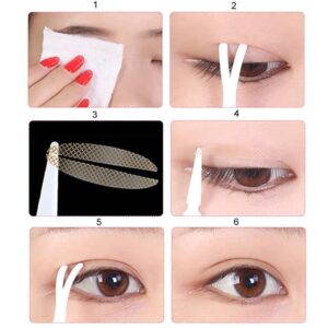 BlingKingdom 1200pcs Self-Adhesive Invisible Double Eyelid Tape Eyelid Lift Strips Instant Eyelid Stickers Eye Tapes Fiber for Hooded Droopy Uneven Mono-eyelids with Fork Rods and Tweezers