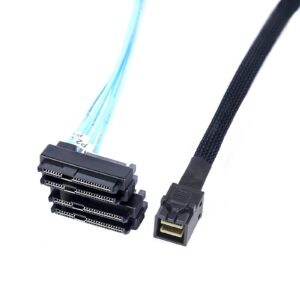 ADCAUDX Mini-SAS to SAS-Cable: 0.5M SFF-8643 to SAS SFF-8643 to SFF-8482 Connector 4X SAS SFF-8482 with SATA Power Adapter Cable (1.6FT)