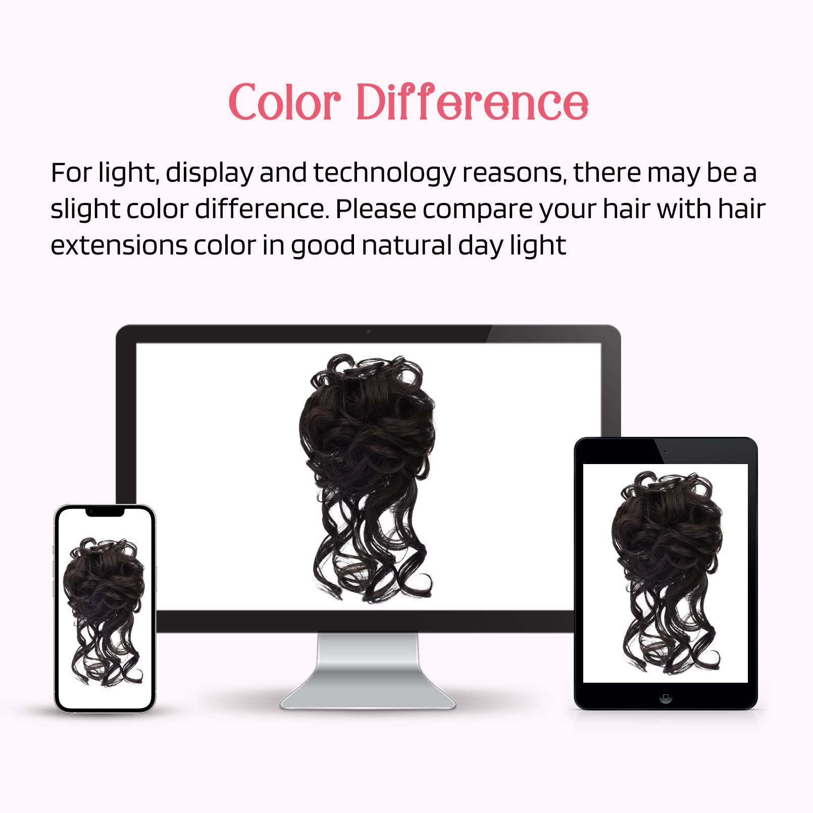 HOOJIH Messy Bun Hair Piece, 2PCS Tousled Updo with Tendrils Hair Bun Extensions Wavy Curly Hair Wrap Ponytail Hairpieces Thick Hair Scrunchies for Women HB010 Dasiy - Black Brown