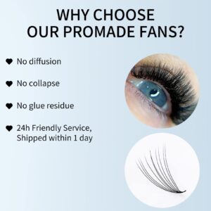 Premade Fans Eyelash Extension 500 Fans Handmade Loose Volume Lashes Mutiple Options 10D Pre-made Fans 0.07mm Thickness C/D Curl 9-16mm/13-20mm Volume Eyelash Extensions by WENDYLASHES