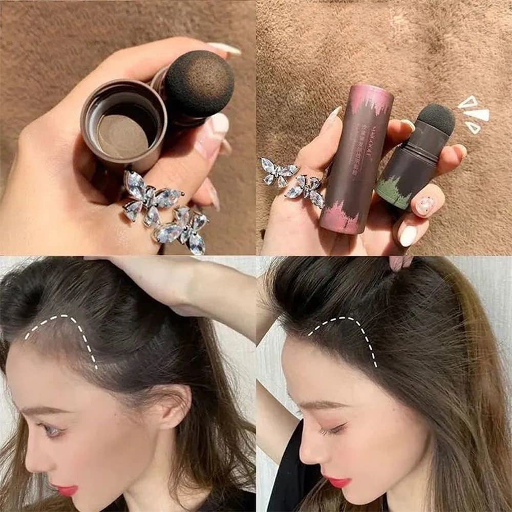 Hairline Powder Stick, Hair Shadow Filler Pen for Root Touch Up, Waterproof Cover Gray and Thin Hair (Dark Brown)