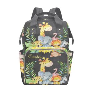 jungle animals cute personalized diaper backpack with name,custom travel daypack for nappy mommy nursing baby bag one size design8