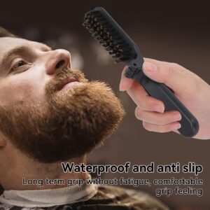 Foldable Beard Brush, Waterproof Soft Bristles Beard Styling Comb Men Mustache Grooming Brush for Household Outdoor Travel