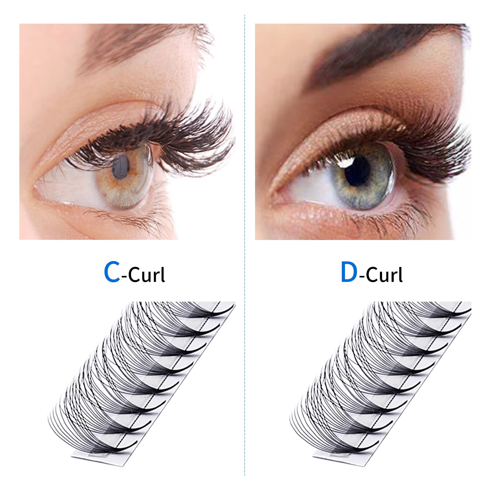 Premade Fans Eyelash Extension 500 Fans Handmade Loose Volume Lashes Mutiple Options 10D Pre-made Fans 0.07mm Thickness C/D Curl 9-16mm/13-20mm Volume Eyelash Extensions by WENDYLASHES