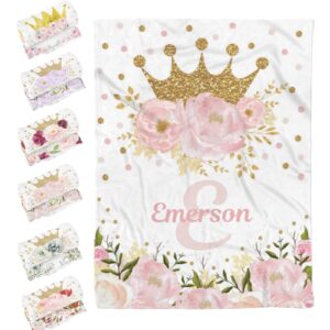 sweewind personalized baby blankets for boys and girl custom baby blanket for girls boys personalized baby blanket with name crown floral baby blankets personalized blankets for kids customized