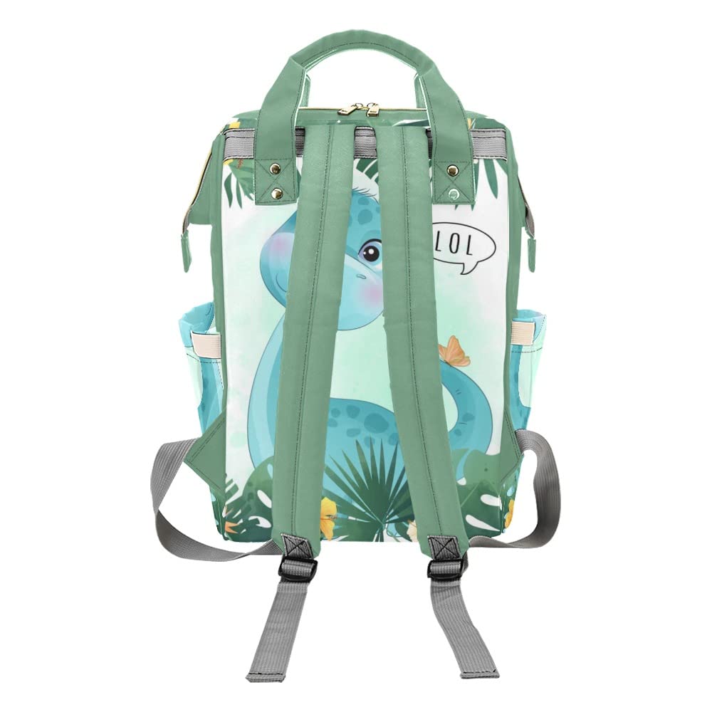 Liveweike Cute Dinosaur Personalized Diaper Bag Backpack Custom Name Daypack Large Mommy Bag for Teen Girl Boy Student