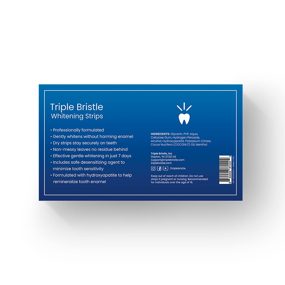 Triple Bristle Max | 4 Brush Modes | Patented 3 Head Design | Dentist Created & Approved | Soft Charcoal Infused Nylon Bristles Teeth Whitening Strips