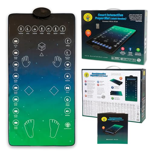 My Salah Mat for Adults - Smart Interactive Prayer Mat for Adults & Reverts Learning Surahs, Salah, Duas - Portable Prayer Mat Muslim with 25 Touch Sensitive Keys, Cushioned Prayer Mat, & Speaker