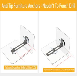 Furniture Anchors Wall Anchors, Anti Tip Furniture Anchors No Drill, Adhesive Furniture Wall Anchors for Baby Proofing - Secure Cabinet Bookcase Dresser Shelf Wall, No Screw, 6 Pairs