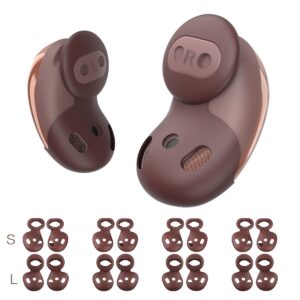 [8 pairs] for galaxy buds live ear tips, anti-slip silicone ear tips cover compatible with samsung galaxy buds live earbuds cover accessories earbuds wing tips replacement (brown) (2 sizes - s/l)