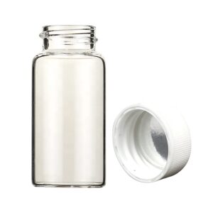 lanjing 366228204 borosilicate glass 20ml liquid scintillation vial with 22-400 polypropylene cap pulp-backed foil liner, case of 500