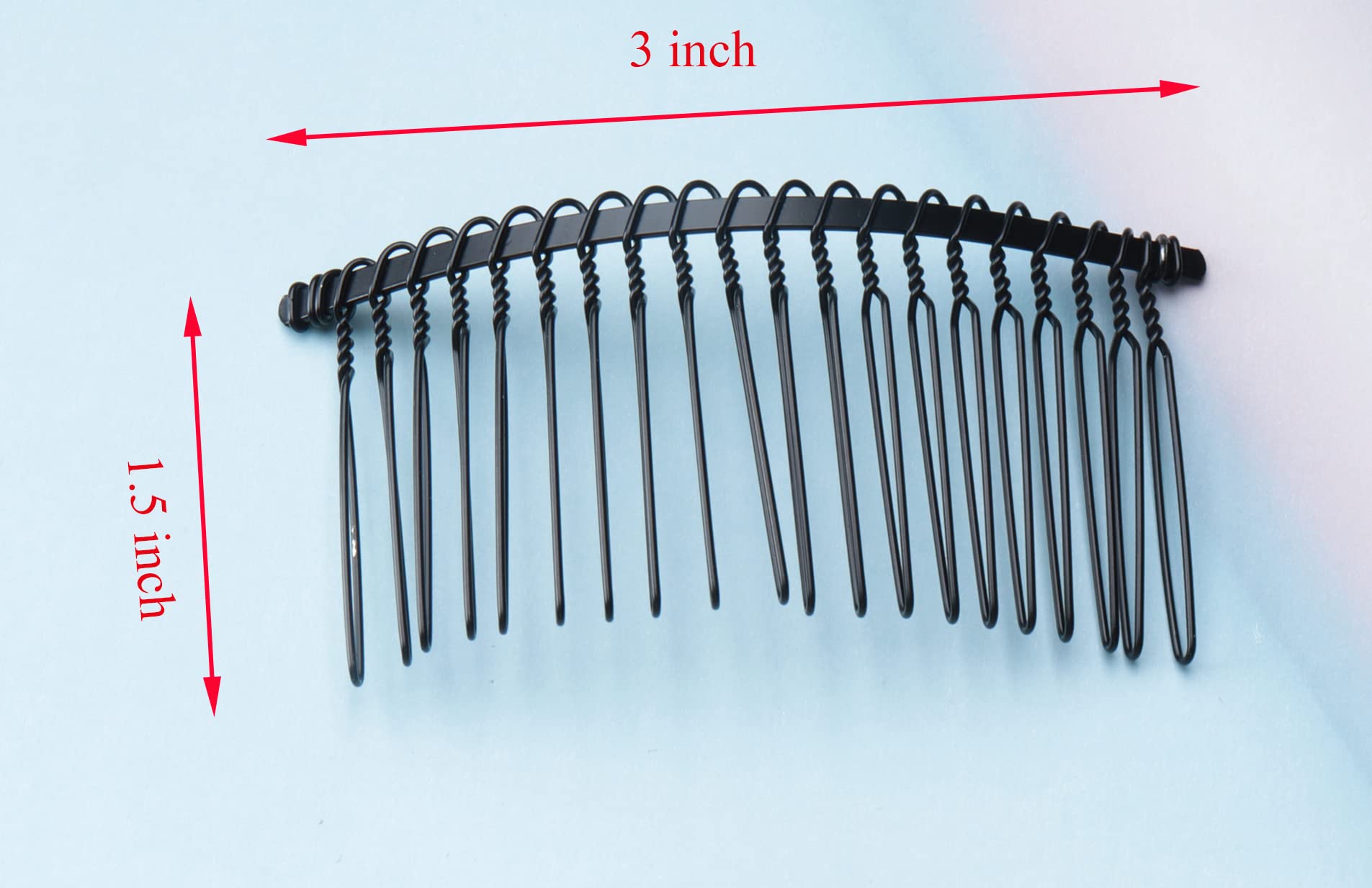 Ruwado 6 Pcs Metal Hair Combs 10 Teeth 20 Teeth Wire Twist Veil Hair Side Combs Pin Clips for DIY Jewelry Making Wedding Bridal Party Décor Accessories for Women Girls Hairstyle