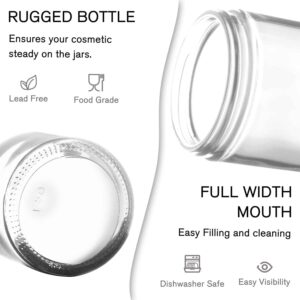 2 oz Glass Jars with Lids, Bumobum 3 pack Clear Small Jar with White Lids, Blank Labels & Inner Liners, 60 ml Empty Round Cosmetic Containers for Sample, Powder, Cream, Lotion, Spice