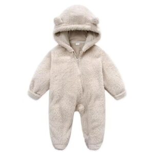 uvipc newborn baby fleece footie snowsuit winter onesie cartoon bear warm hooded outfits for girls boys