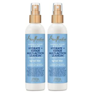 shea moisture manuka honey & yogurt multi-action leave-in conditioner treatment - hydrate + repair, shea moisture curly hair products, 8 oz ea (pack of 2)