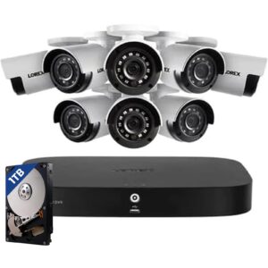 lorex fusion security camera system w/ 1tb dvr - 8 channel wired home security system w/ 8 metal hd analog cameras - smart motion detection, long range night vision, weatherproof outdoor surveillance