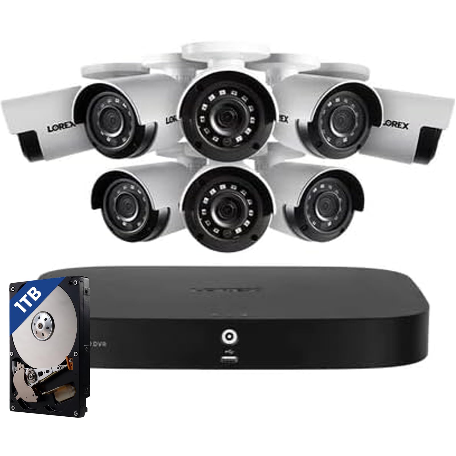 Lorex Fusion Security Camera System w/ 1TB DVR - 8 Channel Wired Home Security System w/ 8 Metal HD Analog Cameras - Smart Motion Detection, Long Range Night Vision, Weatherproof Outdoor Surveillance