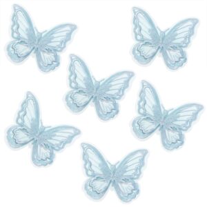 butterfly hair clips penta angel 6pcs lace embroidery flower butterfly hair bow pins wedding hair accessories for women halloween party decor (light blue)