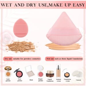 Mini Powder Puff Face Triangle Makeup Puff Finger Soft Makeup Puff Setting Sponge Mineral Powder for Mineral Powder Loose Powder Body Powder Cosmetic Foundation(Pink, Nude)