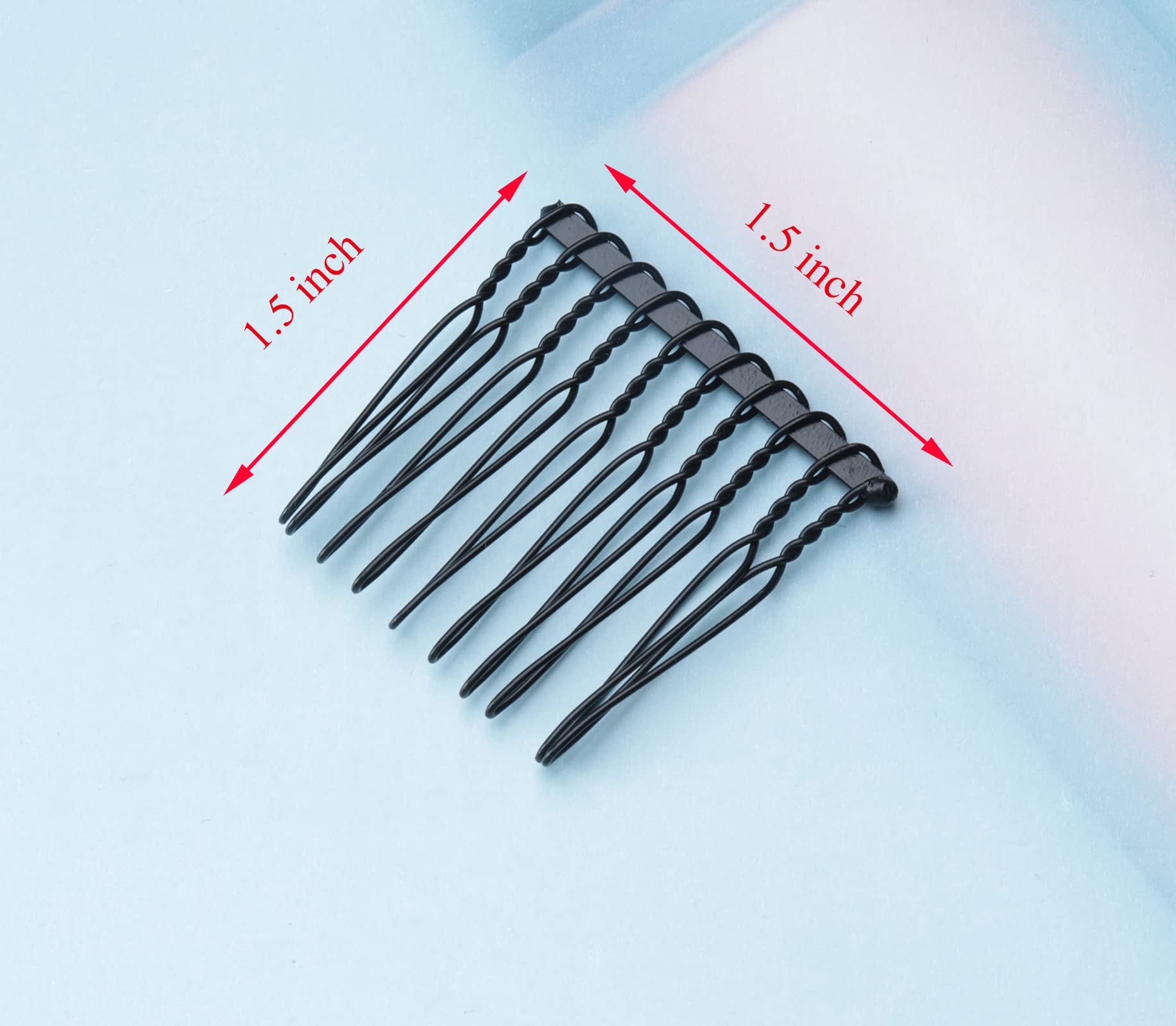 Ruwado 6 Pcs Metal Hair Combs 10 Teeth 20 Teeth Wire Twist Veil Hair Side Combs Pin Clips for DIY Jewelry Making Wedding Bridal Party Décor Accessories for Women Girls Hairstyle