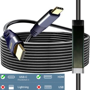 USB C to HDMI Cable 30FT/10M with IC, 4K@60HZ Type-C to HDMI for MacBook Pro/Air, iMac, Galaxy S20 S10 S9 S8, Surface, Dell, HP, MacBook Pro, MacBook Air, iPad Pro, Pixelbook, XPS, Galaxy