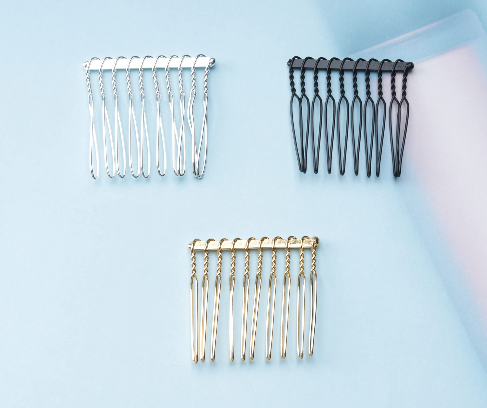 Ruwado 6 Pcs Metal Hair Combs 10 Teeth 20 Teeth Wire Twist Veil Hair Side Combs Pin Clips for DIY Jewelry Making Wedding Bridal Party Décor Accessories for Women Girls Hairstyle