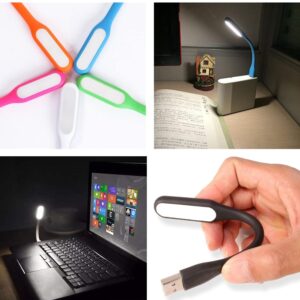 Kyfreshpower Flexible Mini USB LED Lamp Light Portable Night Light Compatible for Power Bank, Laptop, Notebook, Reading, Computer Keyboard USB Reading Light (8-Black)