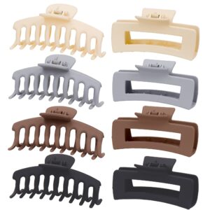 mehayi 8 pack large matte hair claw clips, 2 styles nonslip medium cute jaw clips strong hold for women girls thick thin fine long hair, fashion acrylic hair clamps hair styling accessories