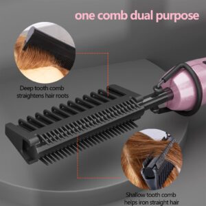 500 Degree Temperature Adjustable Ceramic Heat Comb with 60 min Shut Off - Plug-in Electric Straightener for Wigs and Natural Black Hair, Pink