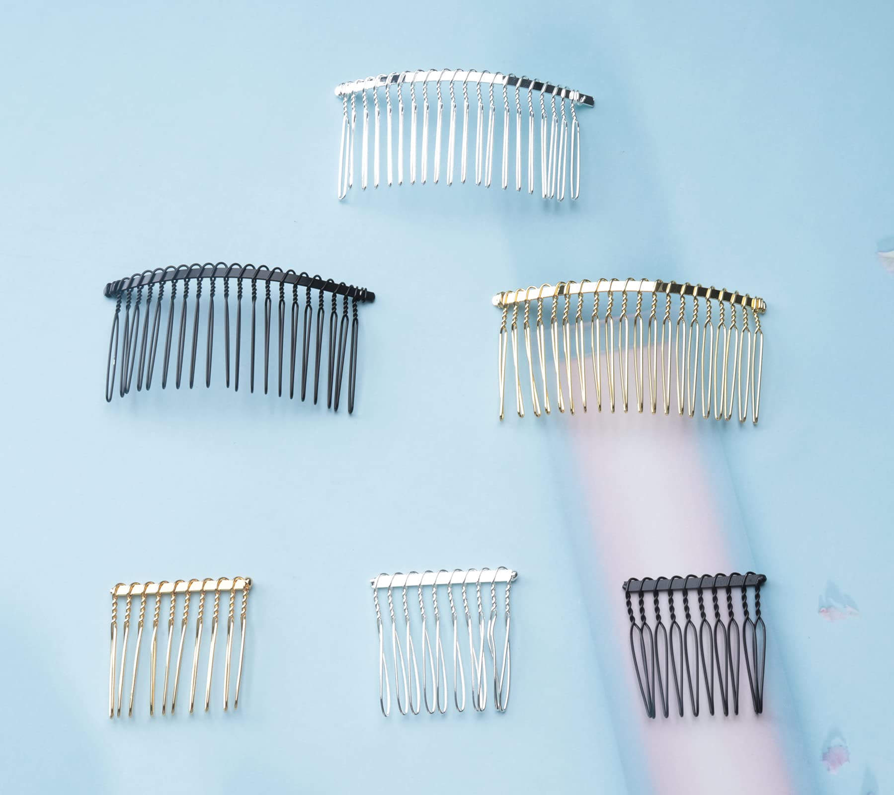 Ruwado 6 Pcs Metal Hair Combs 10 Teeth 20 Teeth Wire Twist Veil Hair Side Combs Pin Clips for DIY Jewelry Making Wedding Bridal Party Décor Accessories for Women Girls Hairstyle