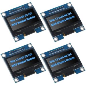 4pcs 1.3" oled display module i2c spi serial 128x64 ssh1106 ssd1306 oled lcd display lcd module with pins for raspberry pi/avr/pic/stm32 (blue)