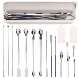 hilitchi 16pcs stainless steel capsule filling machine kits for #000 00 0 1 2 3, filling tray powder tamper tool tamper tool spoon micro lab scoop spoon lab spatulas lab scoop