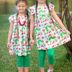 Toddler Little Girls Spring Summer The Very Hungry Caterpillar Baby Girl Short Sleeve Dress for 1-8 Years (6T) Green