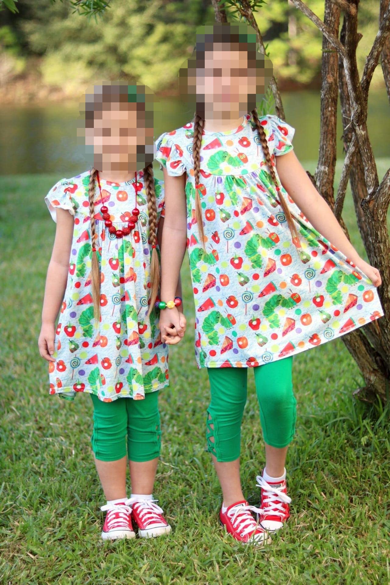 Toddler Little Girls Spring Summer The Very Hungry Caterpillar Baby Girl Short Sleeve Dress for 1-8 Years (6T) Green