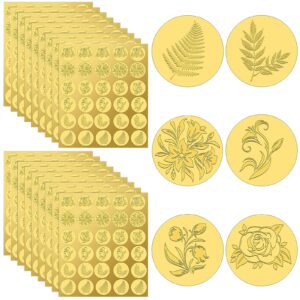 540 pcs gold embossed envelope seals stickers flowers plants self adhesive seal stickers wax seals stickers for wedding invitations greeting cards party certification diy, 6 styles