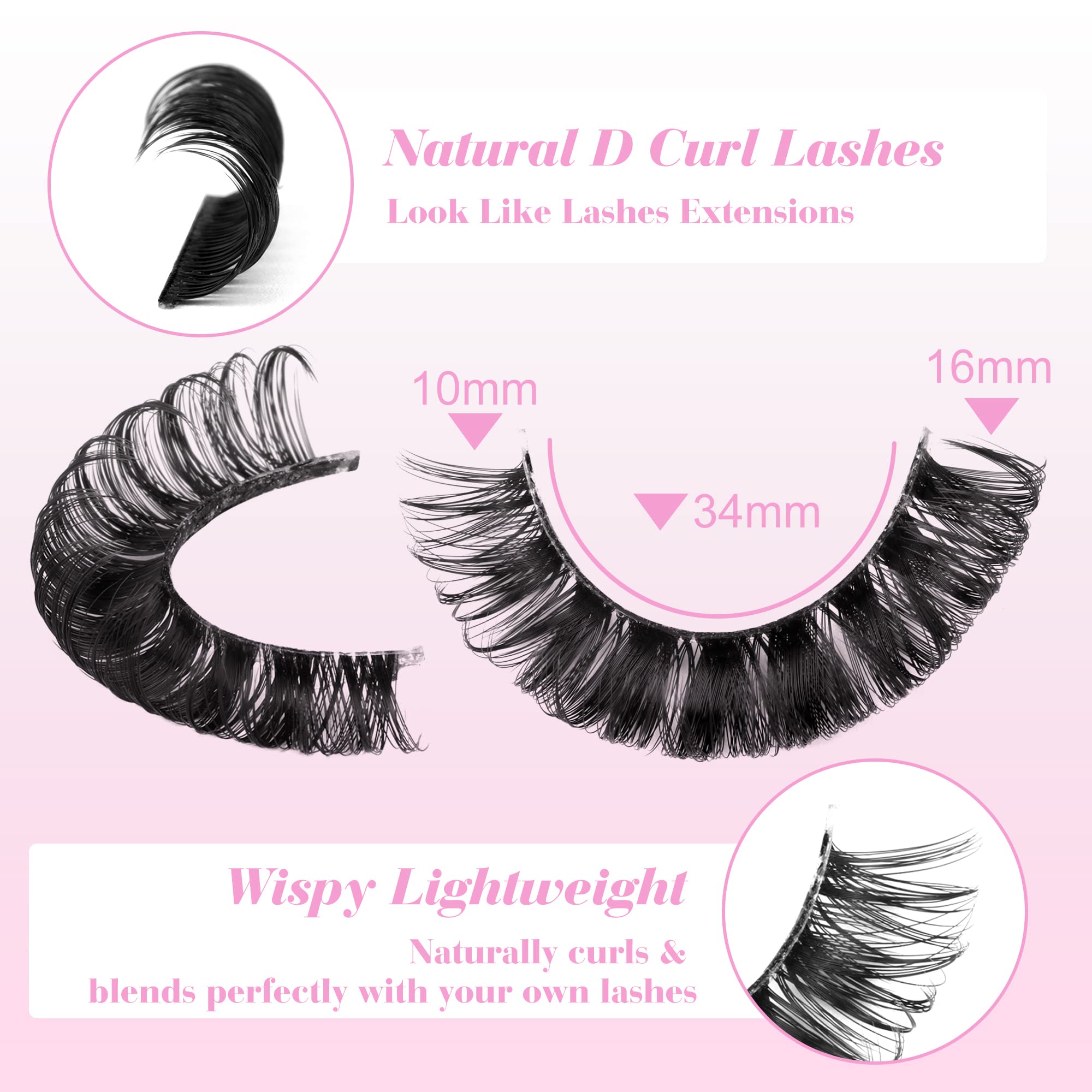 Newcally Lashes Nautral Look False Eyelashes Russian Strip Lashes Mink Wispy Fluffy Lashes Pack D Curl Thick Full Volume Cat Eye Lashes Look Like Extensions 10 Pairs