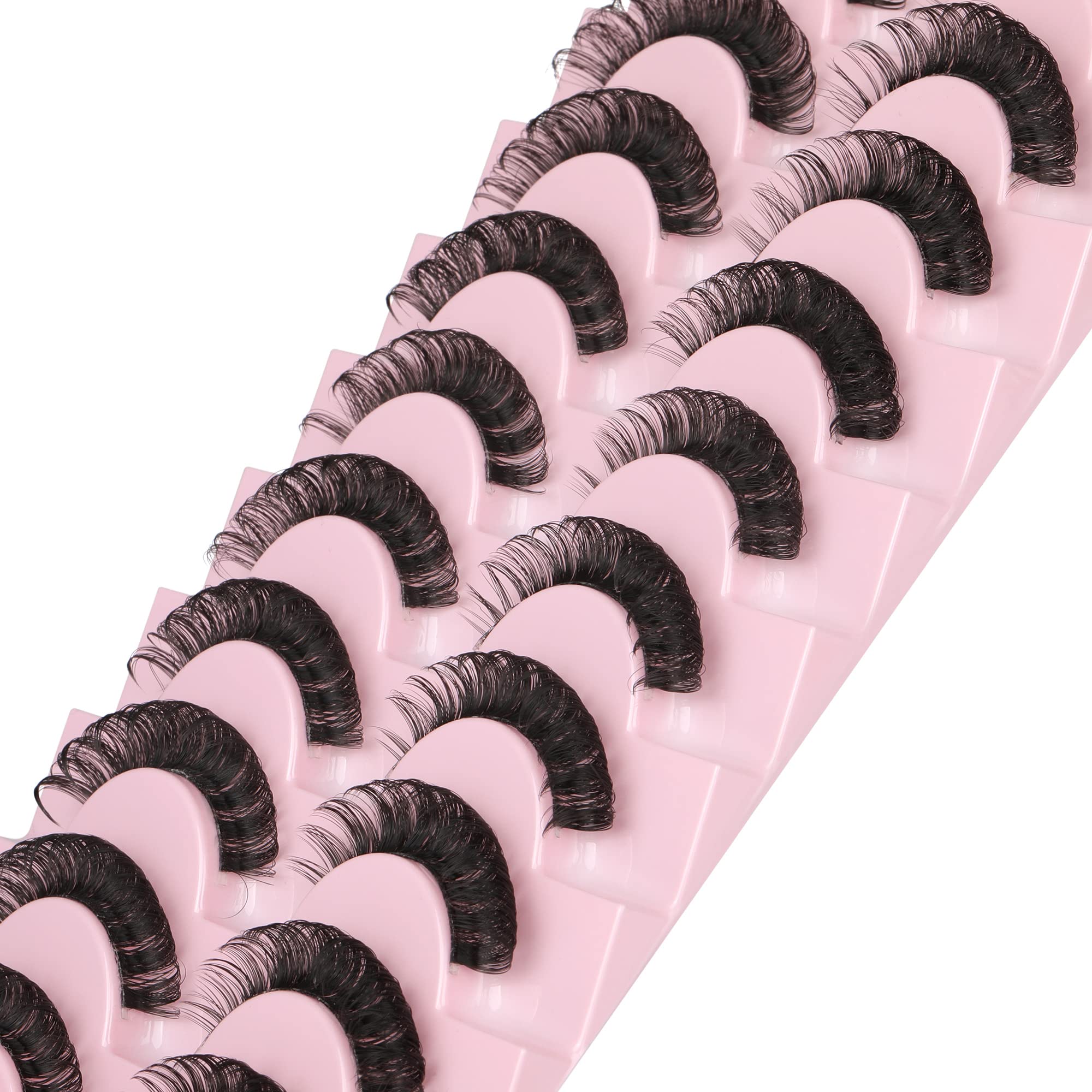 Newcally Lashes Nautral Look False Eyelashes Russian Strip Lashes Mink Wispy Fluffy Lashes Pack D Curl Thick Full Volume Cat Eye Lashes Look Like Extensions 10 Pairs