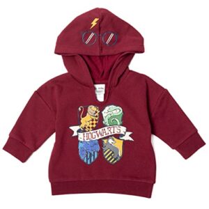 Harry Potter Infant Baby Boys Fleece Pullover Hoodie Bodysuit and Pants 3 Piece Outfit Set Maroon 18 Months