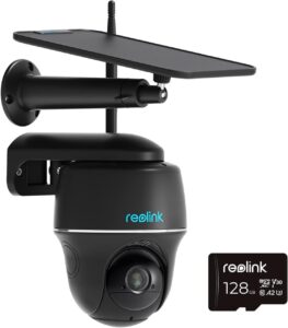 reolink 5mp security camera system wireless outdoor, pan tilt battery solar cam with 2.4/5ghz dual-band wifi, smart detection, pir sensor, 2-way talk, argus pt with solar panel+128gb sd card