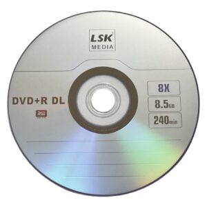 dvd+r dl double layer logo 8x 8.5gb 240min video – lsk media logo top, 50 pack in spindle | blank dvds for burning video | dvd discs blank | recordable dvds