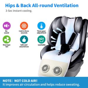 DE.HOME Baby Car Seat Cooling Pad with Air Conditioning System, 3-Speed Adjustable Levels, Breathable Cooling Cushion Liners, Suitable for Stroller Seat Dining Chair, USB Power Supply (Black)