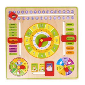 children wood multifunction cognitive calendar clock early education toys calendar months date weather week season learning teaching toy