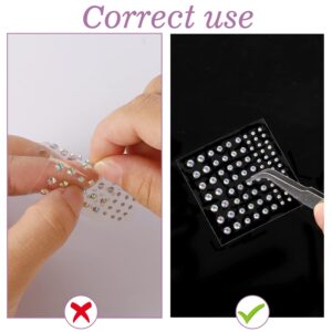 246 Pcs Face Gems Eye Jewels with Tweezers, Stocking Stuffers for Women Acrylic Rhinestone Stickers Self Adhesive Pearl Nail Hair Gems for Makeup (2mm & 3mm &4mm)