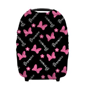 personalized pink bows baby car seat covers with name, custom multiuse nursing breastfeeding car seat canopy, infant stroller covers for newborn girl boy, ultra-soft breathable, nursing scarf