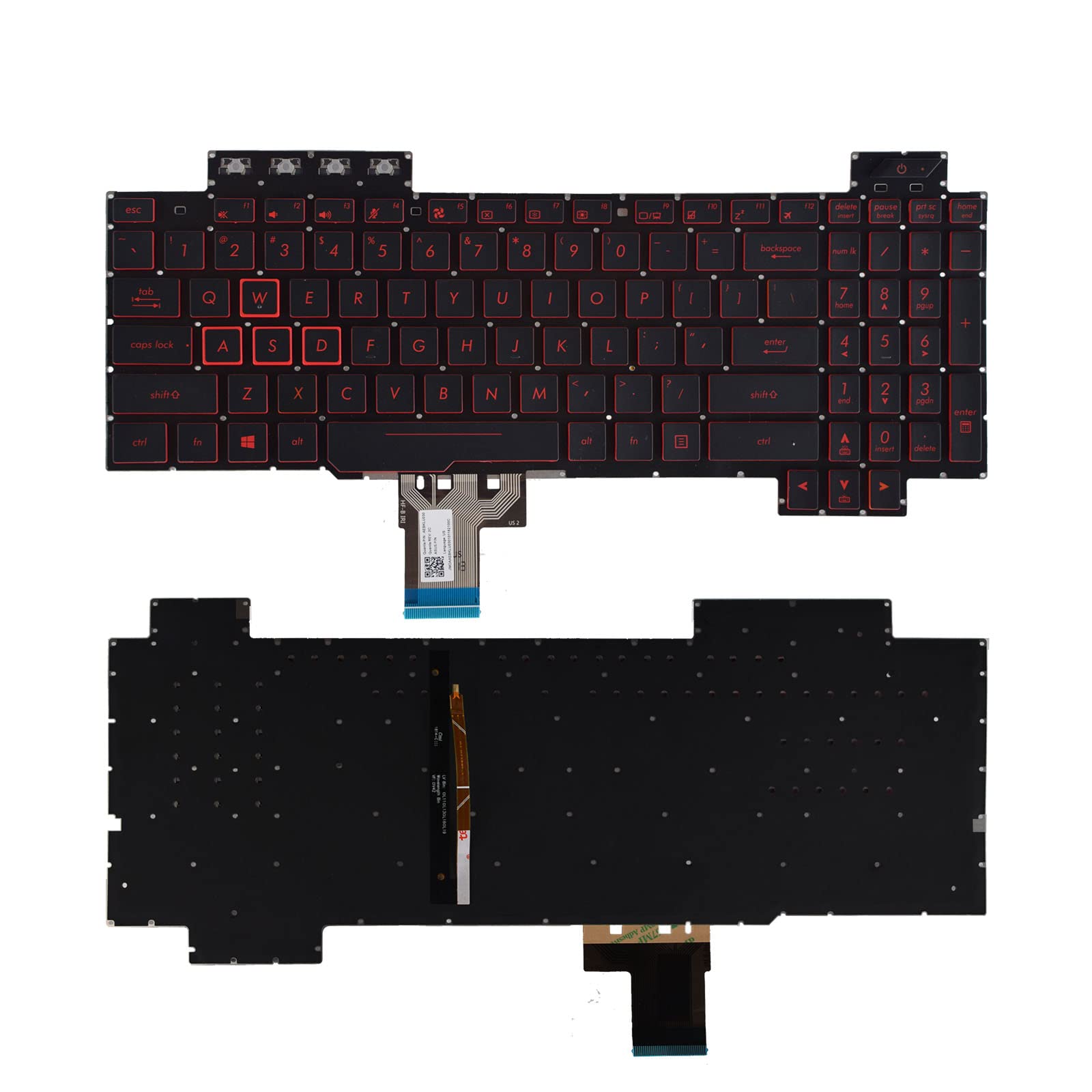 SUNMALL Replacement Keyboard Compatible with Asus TUF Gaming FX504 FX504GM FX504GD FX504GE X505D FX505DY FX505DT FX505DU Flying Fortress FX86S FX86F FX80F FX80GE Light Backlight