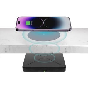 niitter invisible wireless charger, 40mm(1.57") under desk wireless charger, under counter wireless charging for iphone 16/15/14/13/ samsung galaxy s23/s22/s21(adapter included)