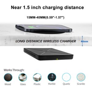 NiiTTER Invisible Wireless Charger, 40MM(1.57") Under Desk Wireless Charger, Under Counter Wireless Charging for iPhone 16/15/14/13/ Samsung Galaxy S23/S22/S21(Adapter Included)