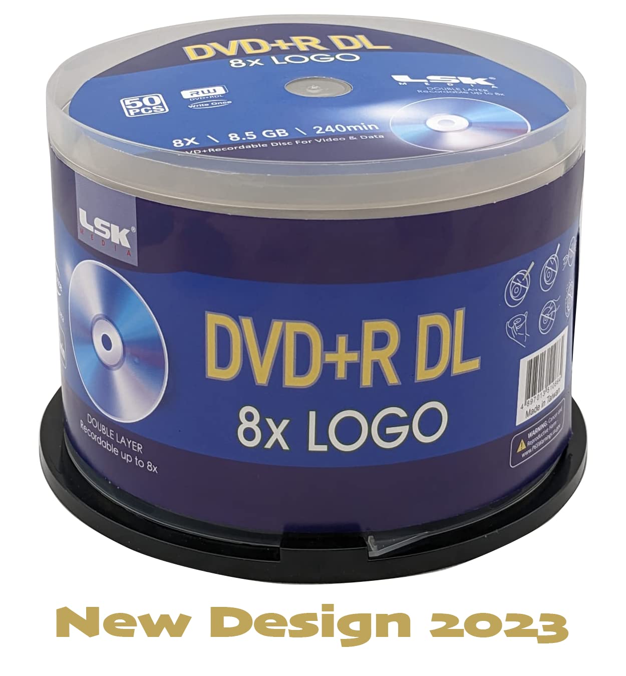 DVD+R DL Double Layer Logo 8X 8.5GB 240min Video – LSK Media Logo Top, 50 Pack in Spindle | Blank DVDs for Burning Video | DVD Discs Blank | Recordable DVDs