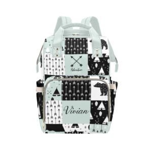 green watercolor animals arrows diaper bags personalized with name customized travel back pack hiking camping mum backpack