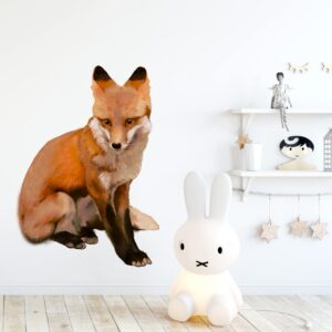 RoyoLam Lifelike Red Fox Wall Decal Nursery Animal Wall Sticker Removable Peel and Stick Waterproof Wall Art Decor Stickers for Kids Baby Classroom Living Room Playing Room Bedroom